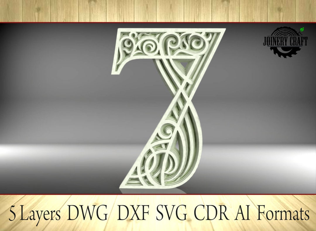 Multilayer Number 7 Home Decor, DXF, SVG, Ai, Cdr, Dwg Vector File ...