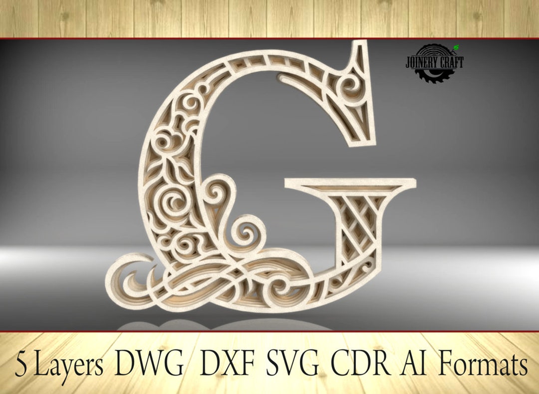 Multilayer Letter G, Home Decor, DXF, SVG, Ai, Cdr, Dwg Vector File ...