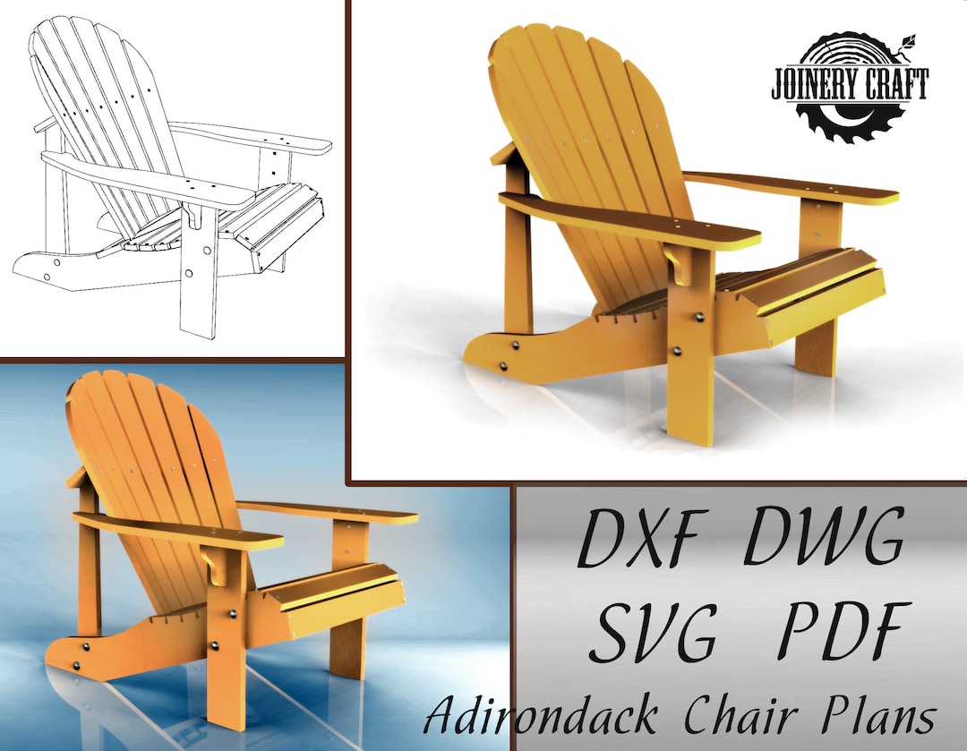 Adirondack Chair Plans, Download, DXF, DWG, SVG, Pdf Format - Etsy