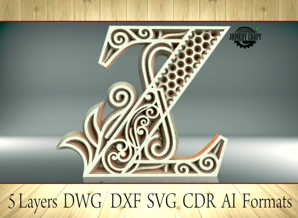 Multilayer Letter Z Home Decor DXF SVG Ai Cdr Dwg Vector - Etsy