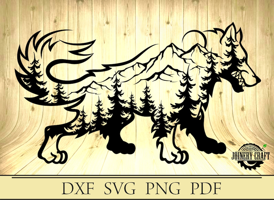 Wolf Forest Mountains Vector, Home Decor, DXF, SVG, PNG, Pdf File ...