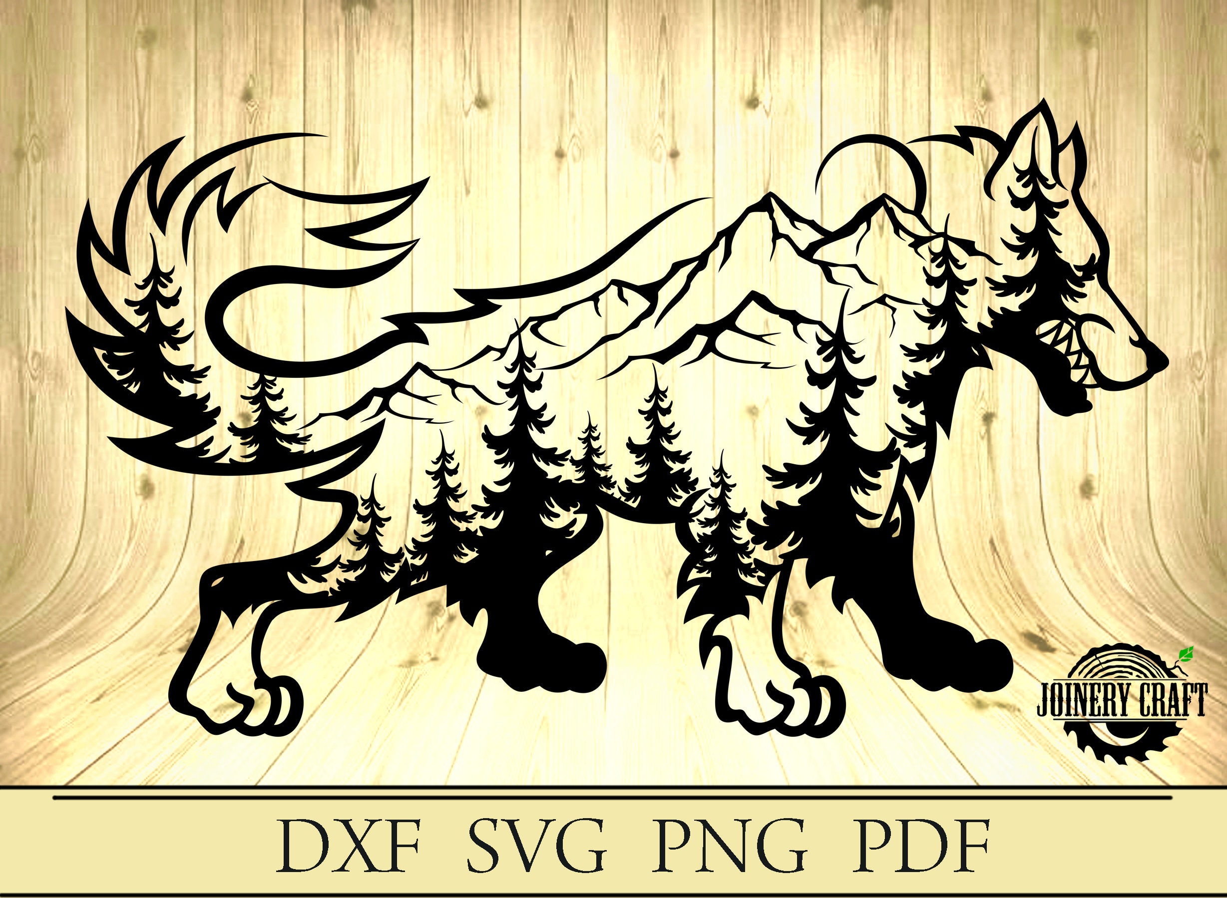 Wolf Forest Mountains Vector, Home Decor, DXF, SVG, PNG, Pdf File ...