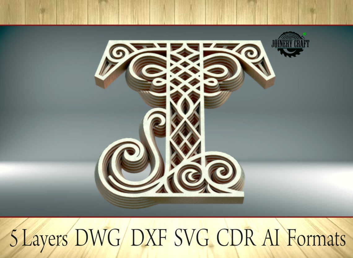 Multilayer Letter T Home Decor DXF SVG Ai Cdr Dwg Vector - Etsy