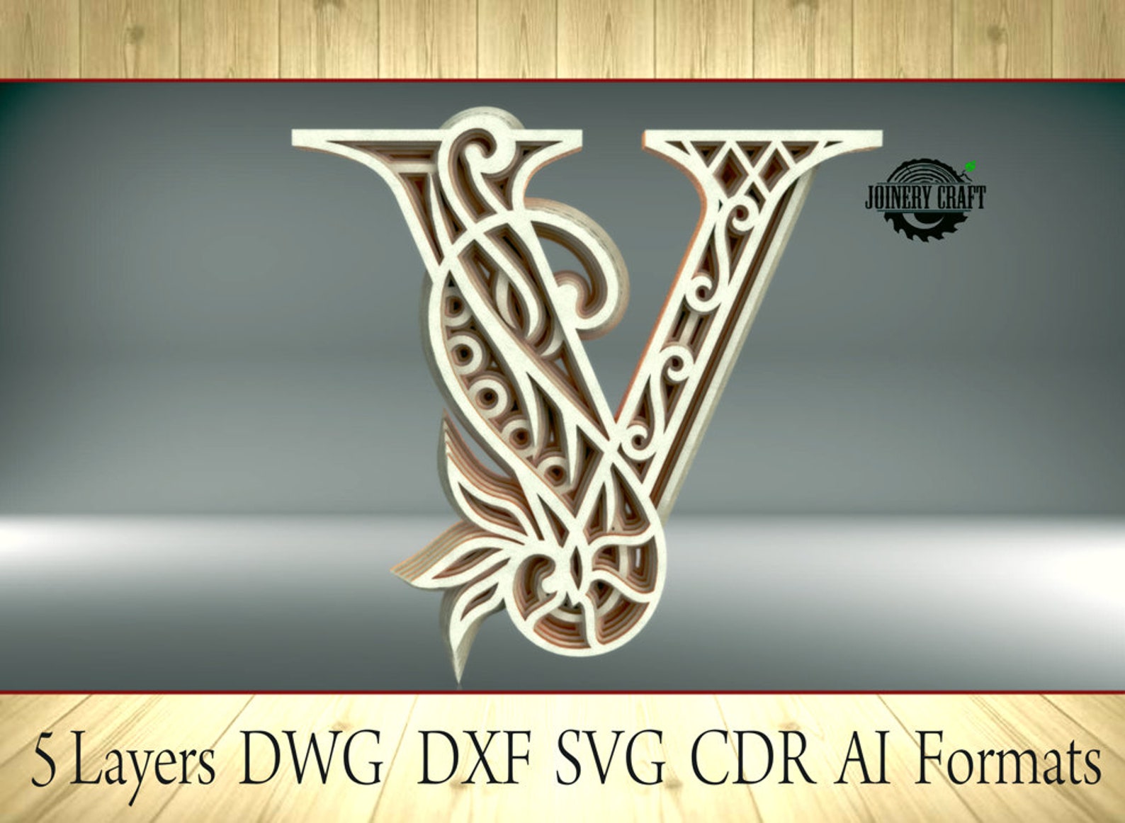 Multilayer Letter V Home Decor DXF SVG Ai Cdr Dwg Vector - Etsy