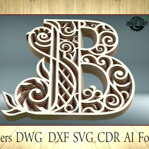 Multilayer Letter B, Home Decor, DXF, SVG, Ai, Cdr, Dwg Vector File ...