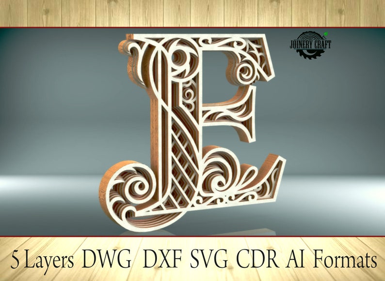 Multilayer Letter E Home Decor DXF SVG Ai Cdr Dwg Vector - Etsy