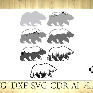 Multilayer Bear Mandala 7 Layers for Laser, Cutter Machines, Home Decor, SVG, DWG, DXF Cdr File ...