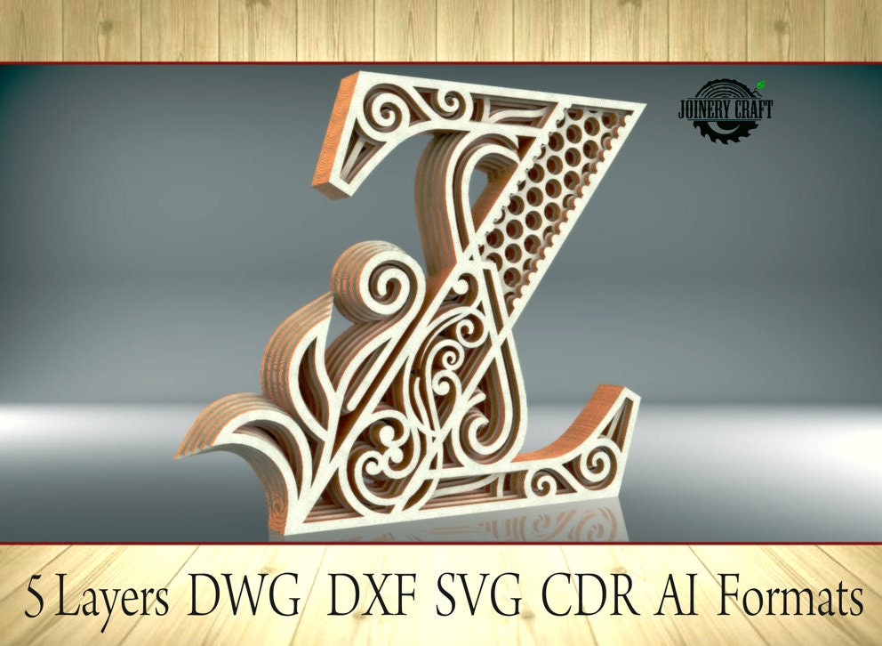 Multilayer Letter Z Home Decor DXF SVG Ai Cdr Dwg Vector - Etsy