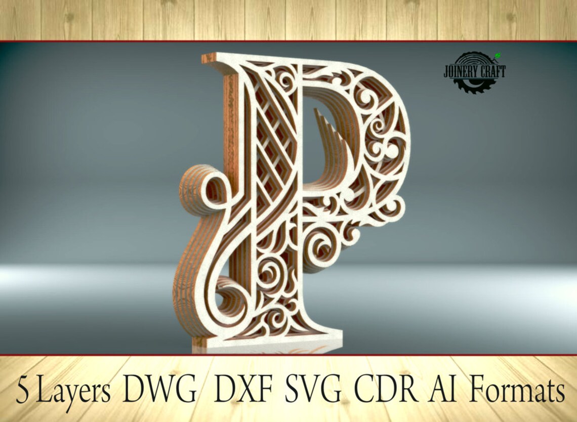 Multilayer Letter P Home Decor DXF SVG Ai Cdr Dwg Vector - Etsy