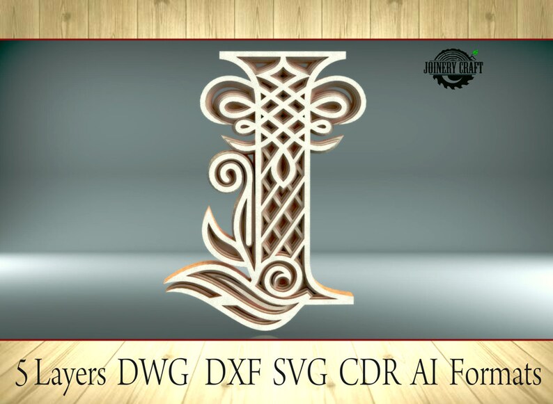Multilayer Letter I, Home Decor, DXF, SVG, Ai, Cdr, Dwg Vector File ...