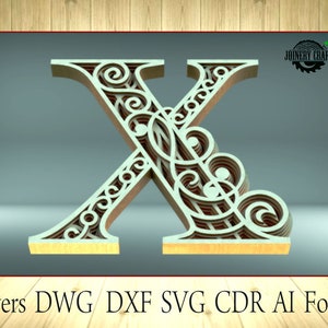 Multilayer Letter X, Home Decor, DXF, SVG, Ai, Cdr, Dwg Vector File ...