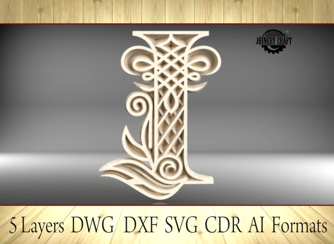 Multilayer Letter I, Home Decor, DXF, SVG, Ai, Cdr, Dwg Vector File ...