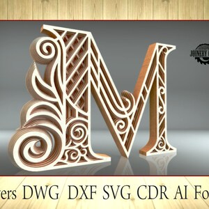Multilayer Letter M, Home Decor, DXF, SVG, Ai, Cdr, Dwg Vector File ...