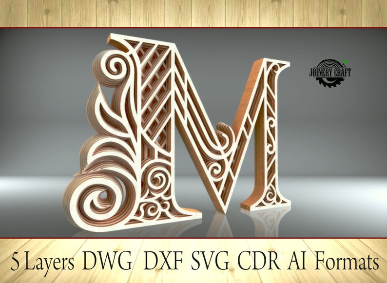Multilayer Letter M, Home Decor, DXF, SVG, Ai, Cdr, Dwg Vector File ...