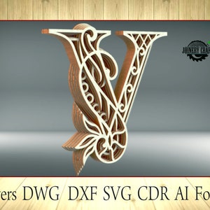 Multilayer Letter V, Home Decor, DXF, SVG, Ai, Cdr, Dwg Vector File ...