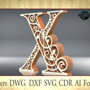 Multilayer Letter X, Home Decor, DXF, SVG, Ai, Cdr, Dwg Vector File ...