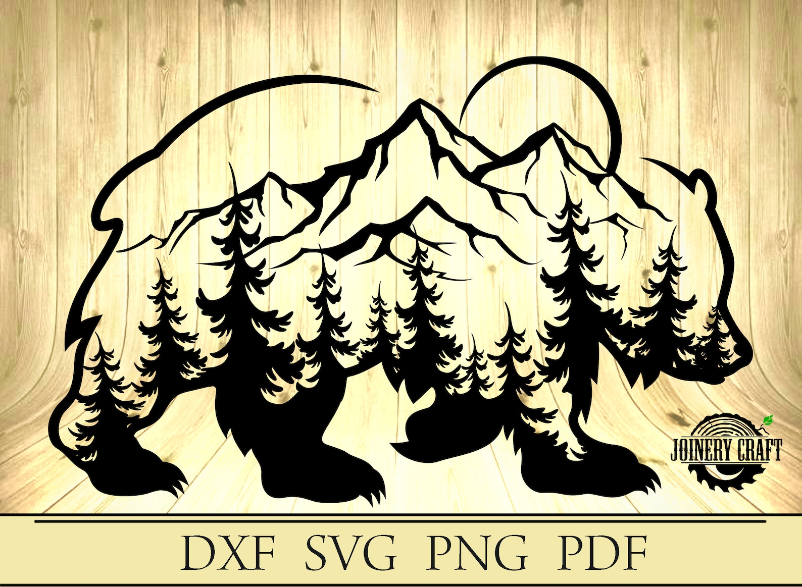Bear Forest Mountains Vector, Home Decor, DXF, SVG, PNG, Pdf File ...