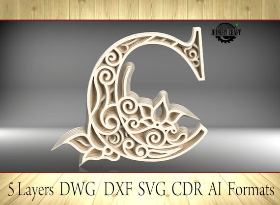 Multilayer Letter C Home Decor DXF SVG Ai Cdr Dwg Vector - Etsy