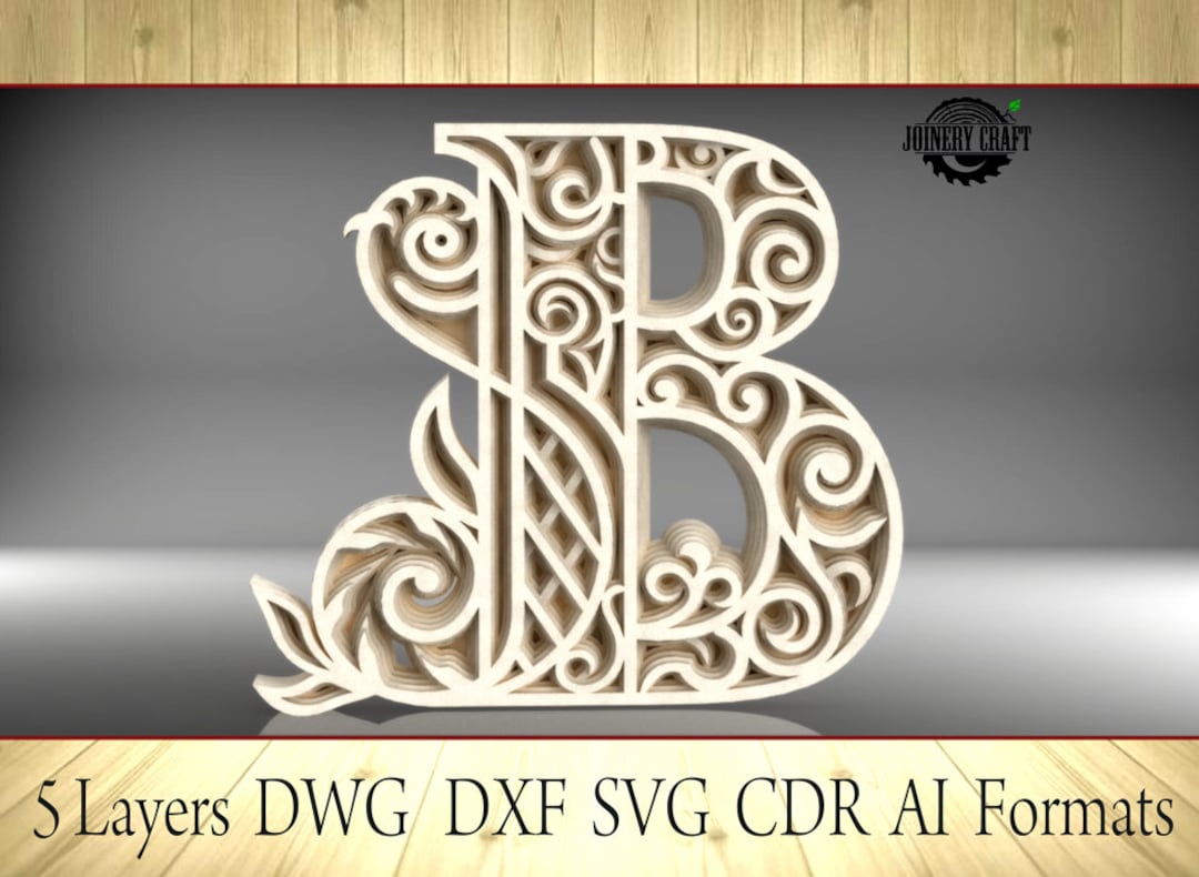 Multilayer Letter B, Home Decor, DXF, SVG, Ai, Cdr, Dwg Vector File ...