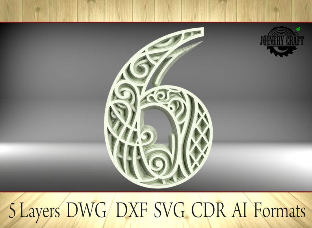 Multilayer Number 6 Home Decor, DXF, SVG, Ai, Cdr, Dwg Vector File ...