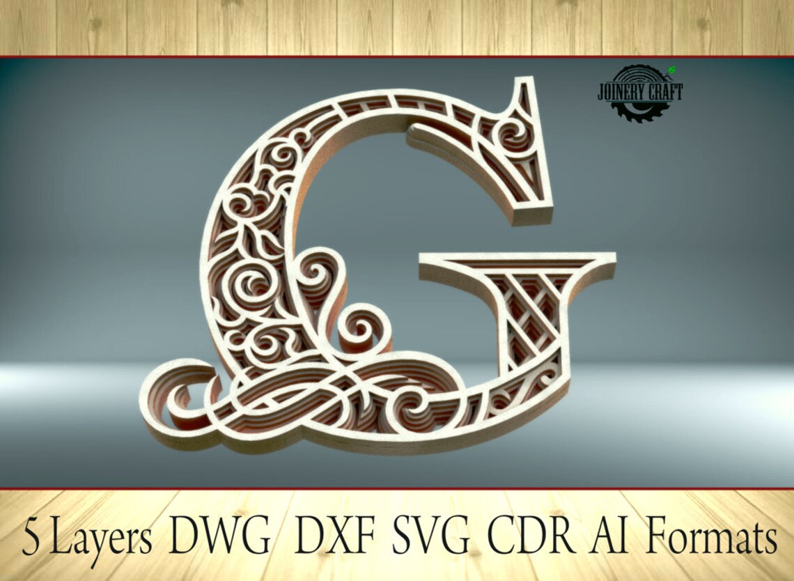 Multilayer Letter G, Home Decor, DXF, SVG, Ai, Cdr, Dwg Vector File ...
