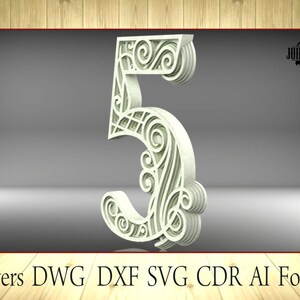 Multilayer Number 5 Home Decor, DXF SVG AI Vector File Format - Etsy