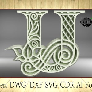 Multilayer Letter U, Home Decor, DXF, SVG, Ai, Cdr, Dwg Vector File ...
