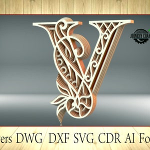 Multilayer Letter V, Home Decor, DXF, SVG, Ai, Cdr, Dwg Vector File ...