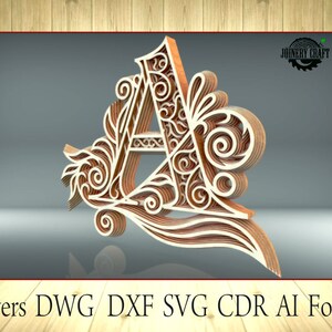 Multilayer Letter A, Home Decor, DXF, SVG, Ai, Cdr, Dwg Vector File ...