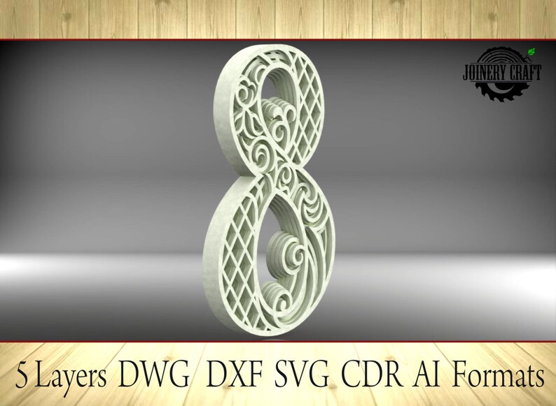 Multilayer Number 8 Home Decor DXF SVG Ai Cdr Dwg Vector - Etsy