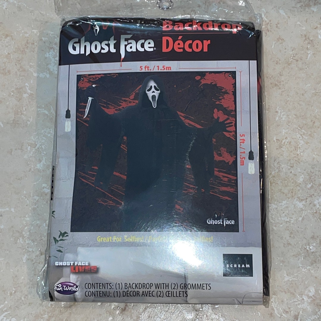 Scream Ghost Face 5'x5' Fabric Backdrop Halloween Background Decoration ...