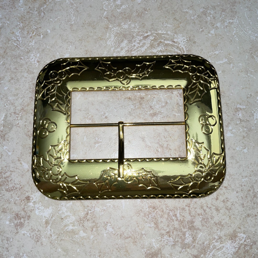 Halco Santa Claus Christmas Costume Golden Cast Metal Holly Engraved 6 ...