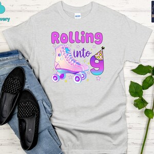 Rolling Into 8 Shirt, Birthday Tshirts, Roller Skate, Sixth Birthday ...