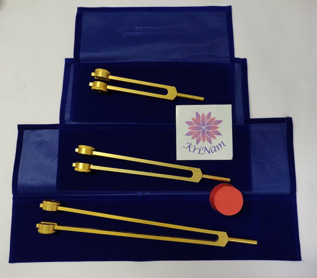 Gold Finish Otto Tuning Fork Set Including 32hz 64 Hz and 128 Hz Fork ...