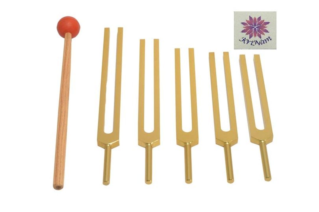 Gold Finish Sharp Tuning Fork Set – 5 Pc Sound Healing & Vibrational ...