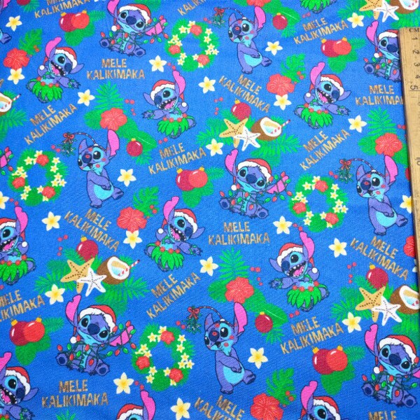 Buy Stitch Fabric Blue Koala Lilo and Stitch Anime Cartoon Cotton ...