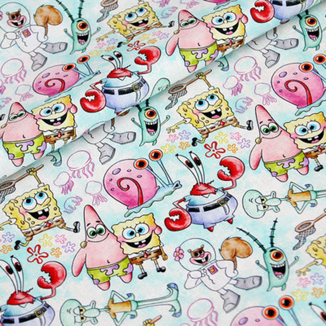 Spongebob Squarepants Fabric Spongebob Patrick Cartoon Anime Cotton ...