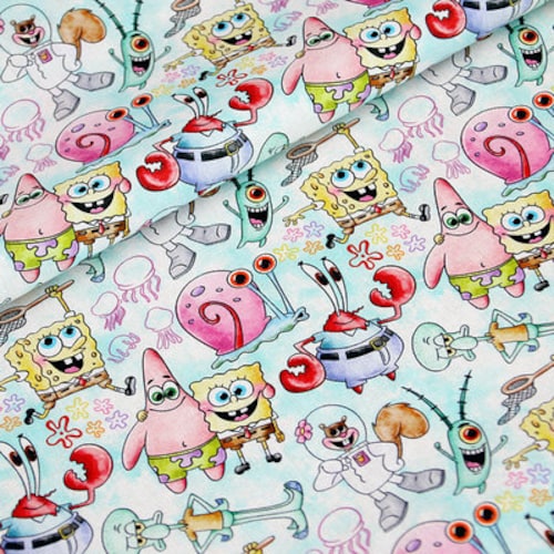 Spongebob Squarepants Fabric 100% Cotton Cartoon Cotton Fabric - Etsy
