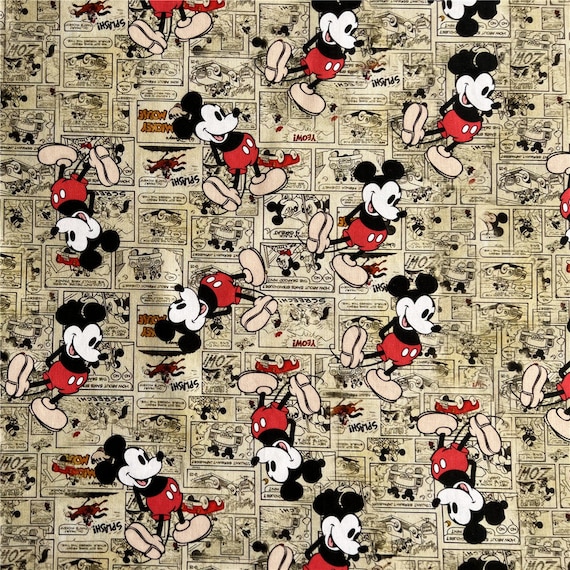 Disney Mickey Mouse Fabric Cartoon Anime Cotton Fabric by the - Etsy