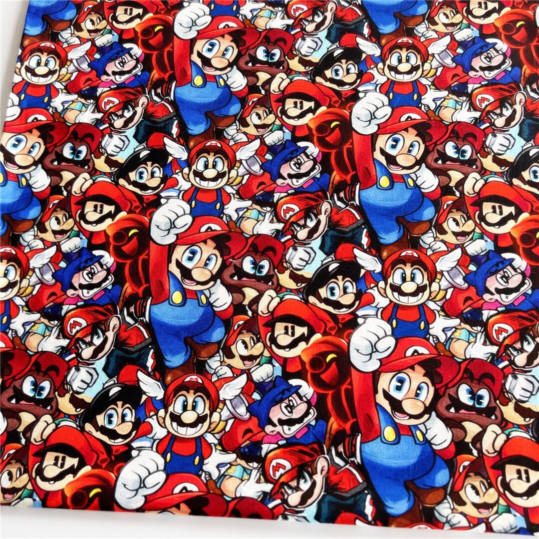 Super Mario Fabric Mario Cartoon Anime Cotton Fabric by the Half Yard ...