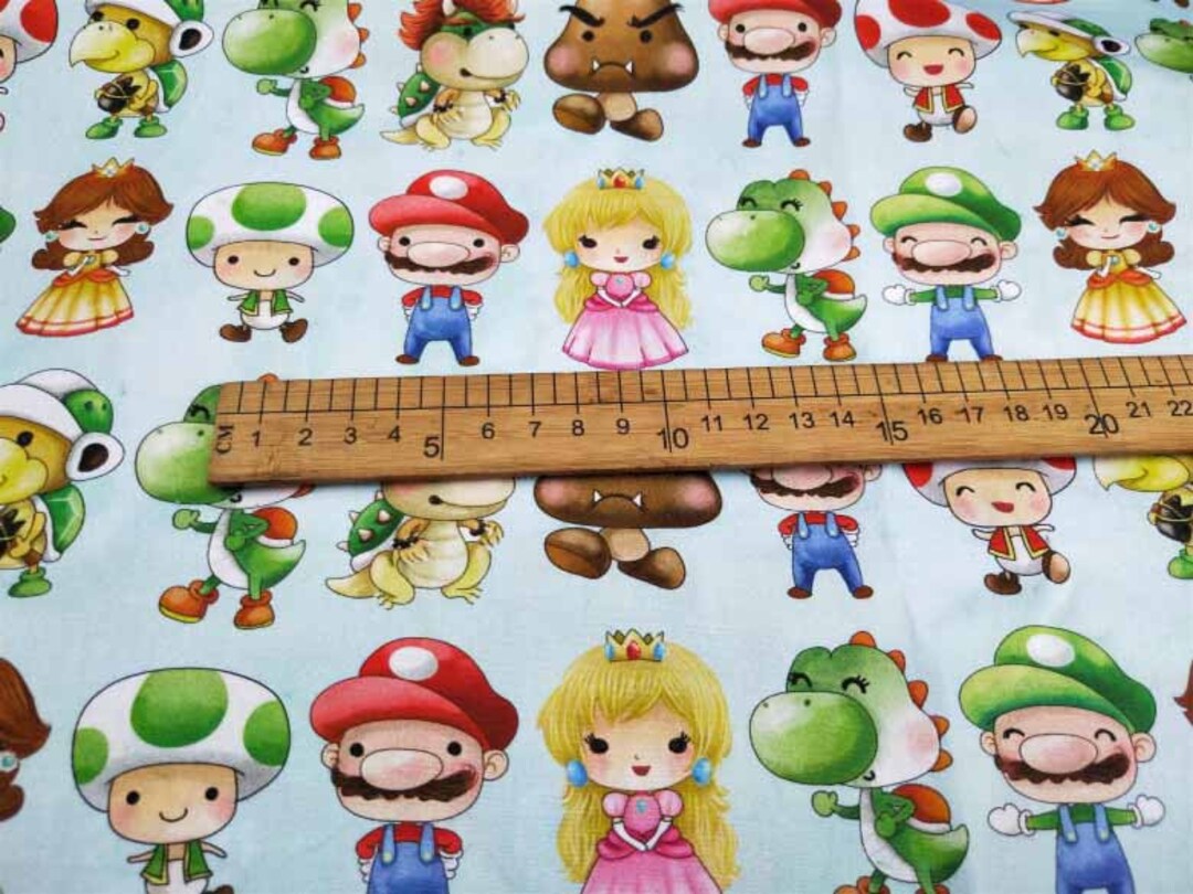 Super Mario Fabric Mario Cartoon Anime Cotton Fabric by the - Etsy