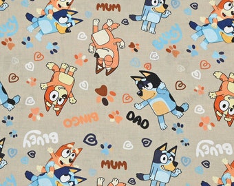 Cute Cartoon Bluey Cotton, Diy Sewing Fabric by Half Yard - Etsy
