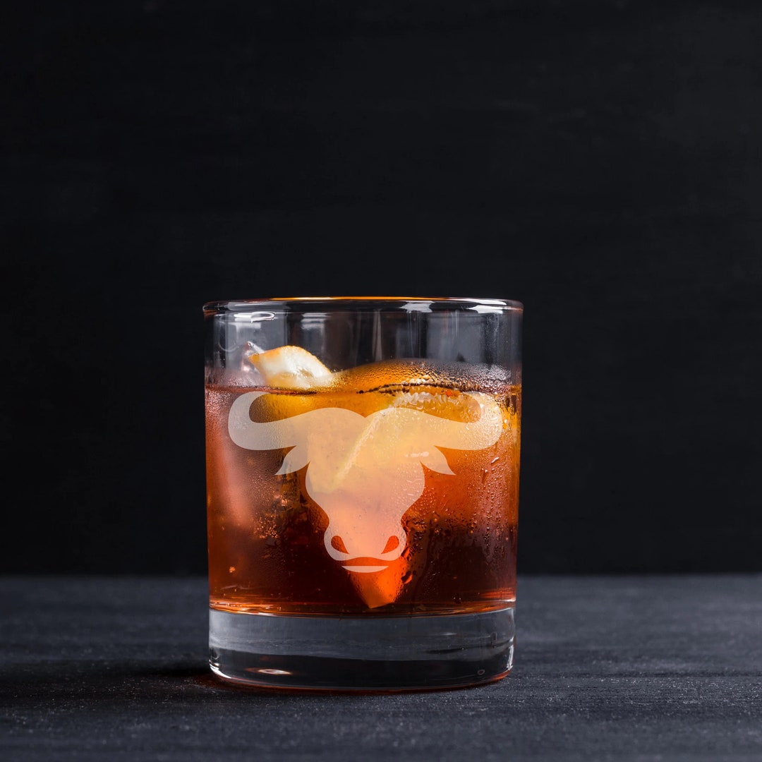 Etched Bull Glass Personalized - Etsy