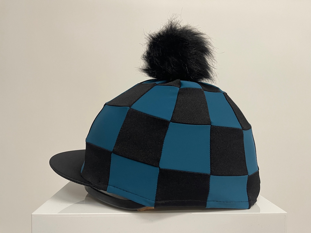 SXC Check Checks Faux Fur Wool Button Riding Hat Silk Cover Skull Cap ...