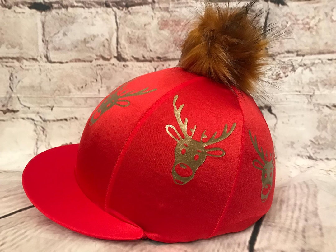 Christmas Hat Silk Rudolph Bespoke Riding Hat Cover Equestrian - Etsy