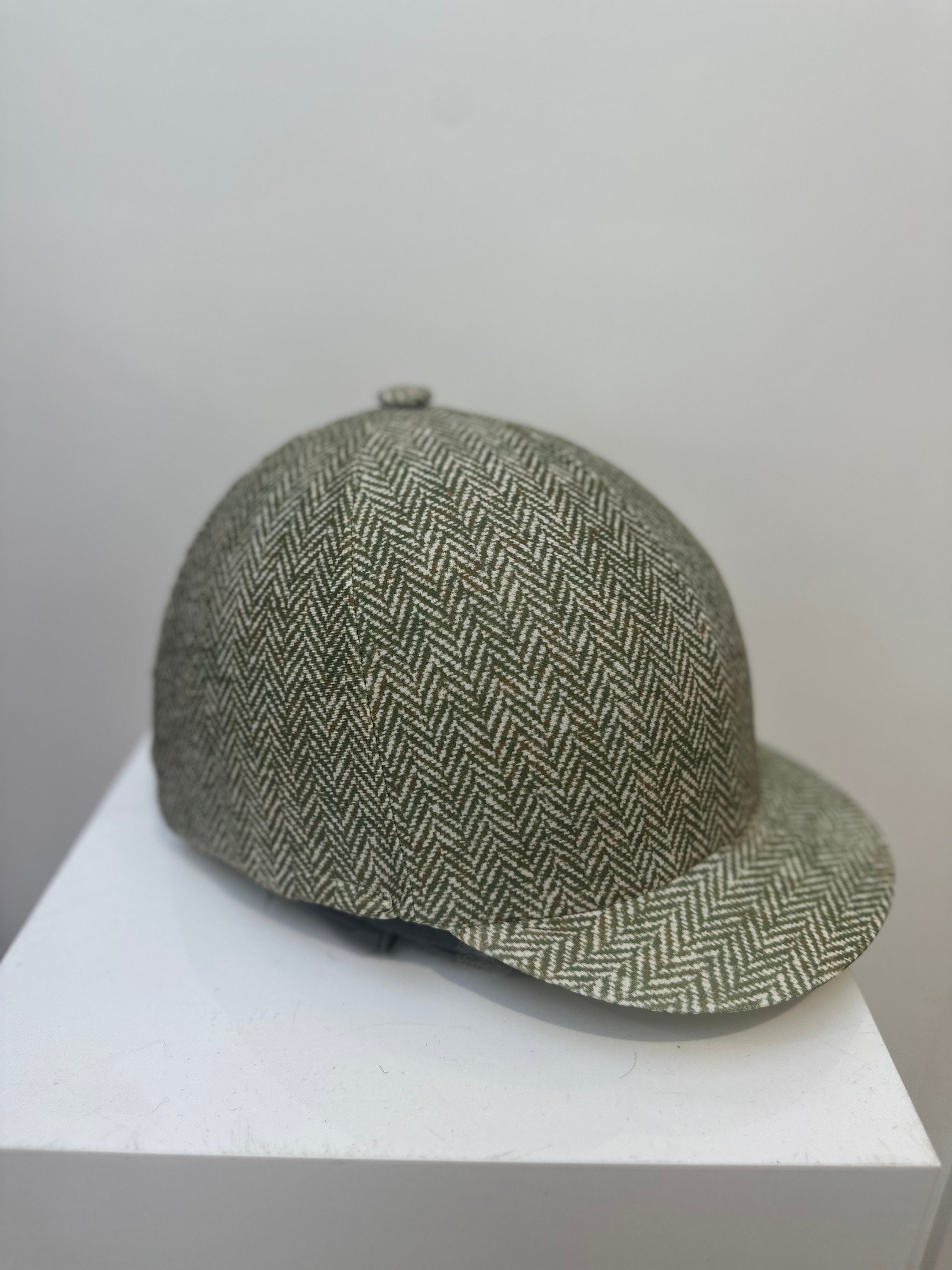 Moss Green Tweed Riding Helmet Hat Cover Silk Equestrian Horse Faux Fur ...