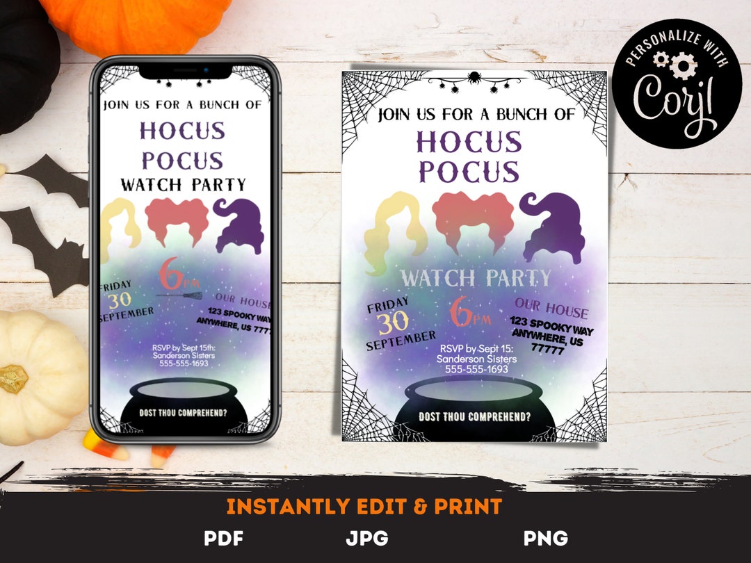 Hocus Pocus Invitation Editable, Customizable Hocus Pocus Invitation ...