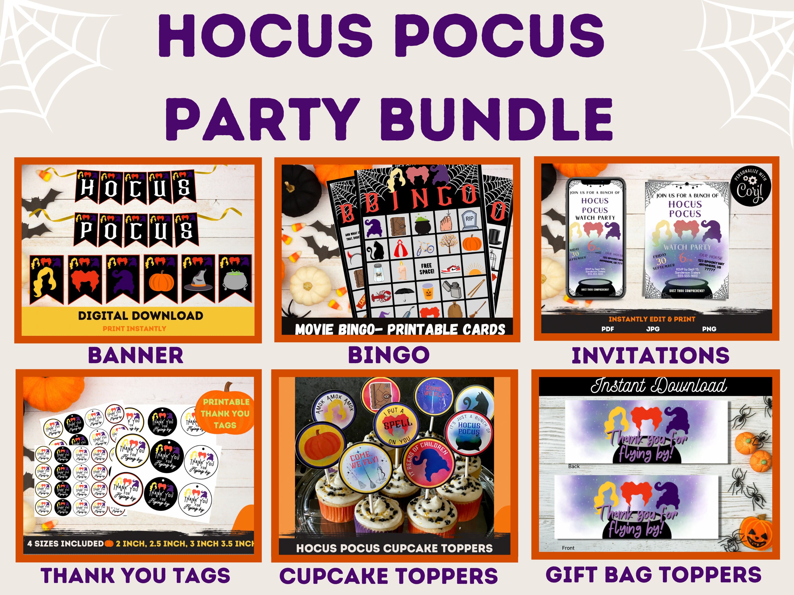 Hocus Pocus Party Printable Bundle, Hocus Pocus Banner, Hocus Pocus ...