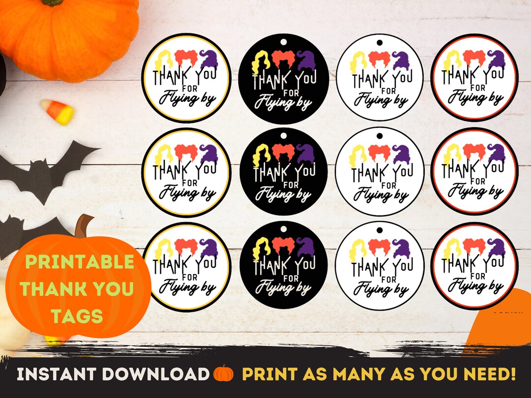 Hocus Pocus Thank You Gift Tags, Printable Hocus Pocus Gift Tags, Party ...