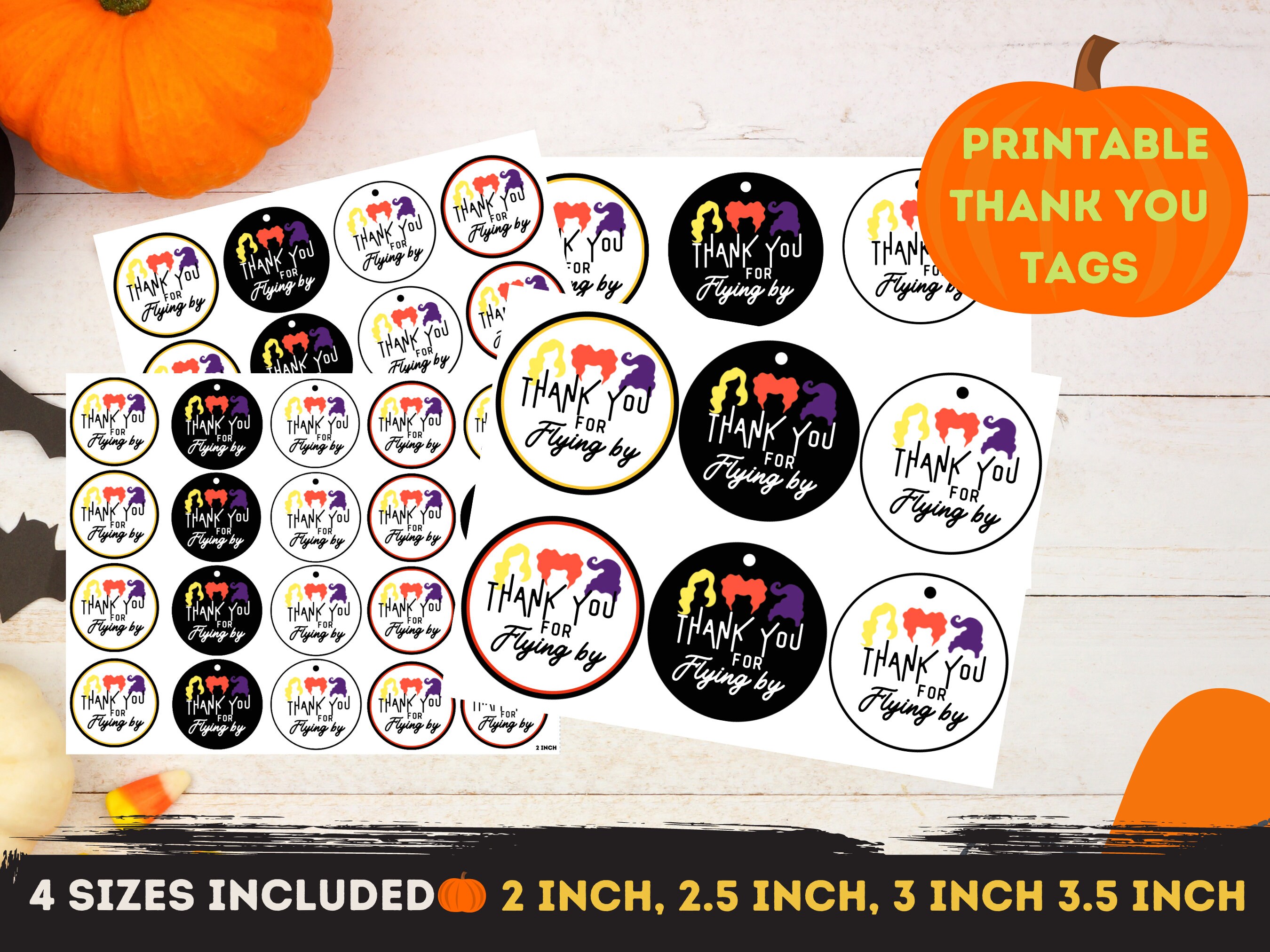 Hocus Pocus Thank You Gift Tags, Printable Hocus Pocus Gift Tags, Party ...